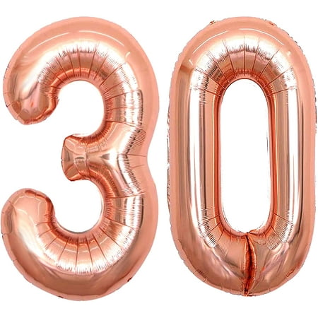 Rose Gold 30 Number Balloons Giant Jumbo Number 30 Foil Mylar Balloons ...