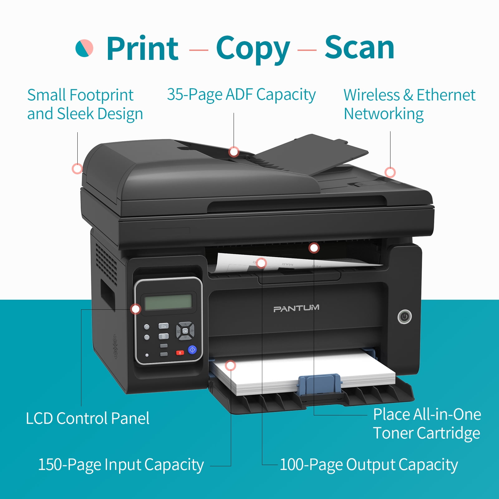 Buy PANTUM M6552NW All-in-One Wireless Monochrome Laser Printer, Copier ...