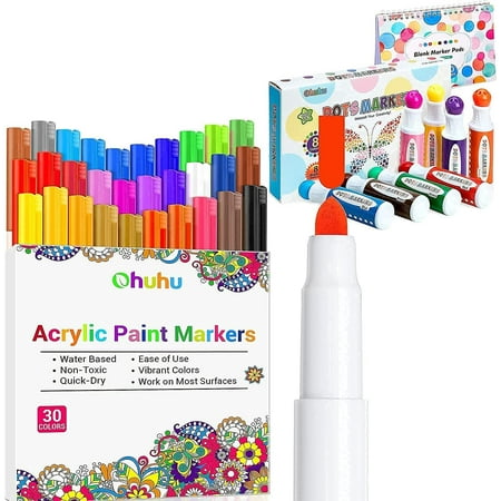 Washable Dot Markers Kit, 8 Colors Paint Marker (40 ml, 1.41 oz.) with ...