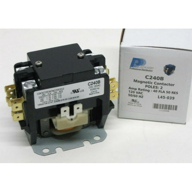 Packard C240B C240B Double Two 2 Pole 40 Amp 120 Volts A/C Contactor ...