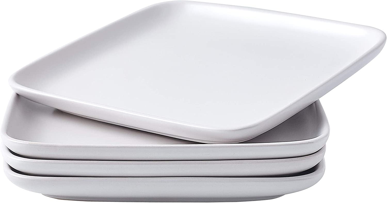 Bruntmor 8-Inch Set Of 4 Heavy Duty Ceramic Dinner Plates Elegant Matte ...