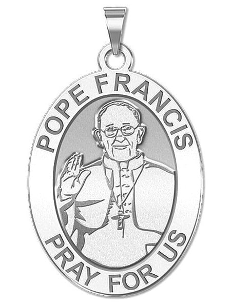 Pope Francis Religious Medal Oval Laser Engraved - 2/3 Inch X 3/4 Inch ...