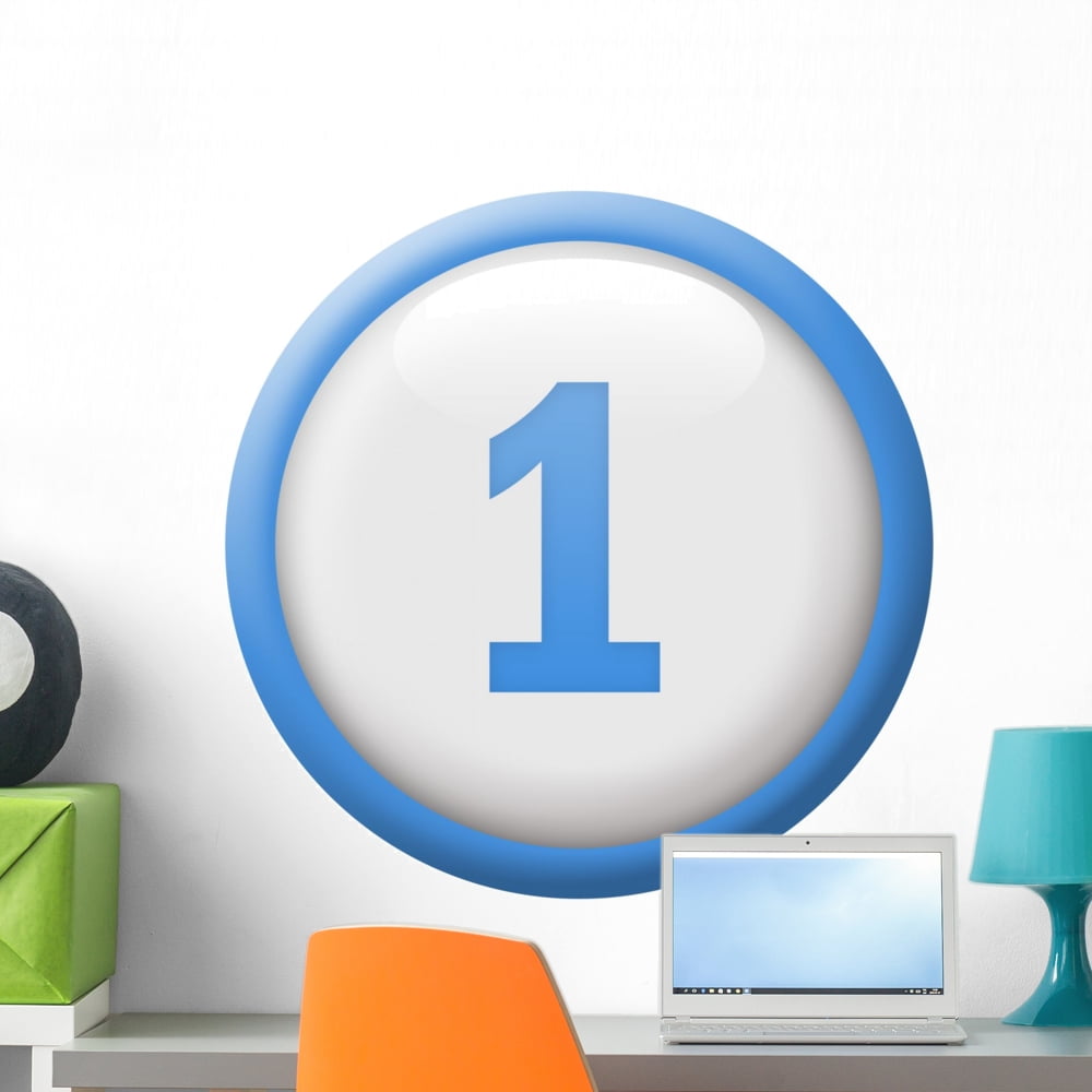 Number 1 Button Wall Mural by Wallmonkeys Peel and Stick Graphic (24 in ...