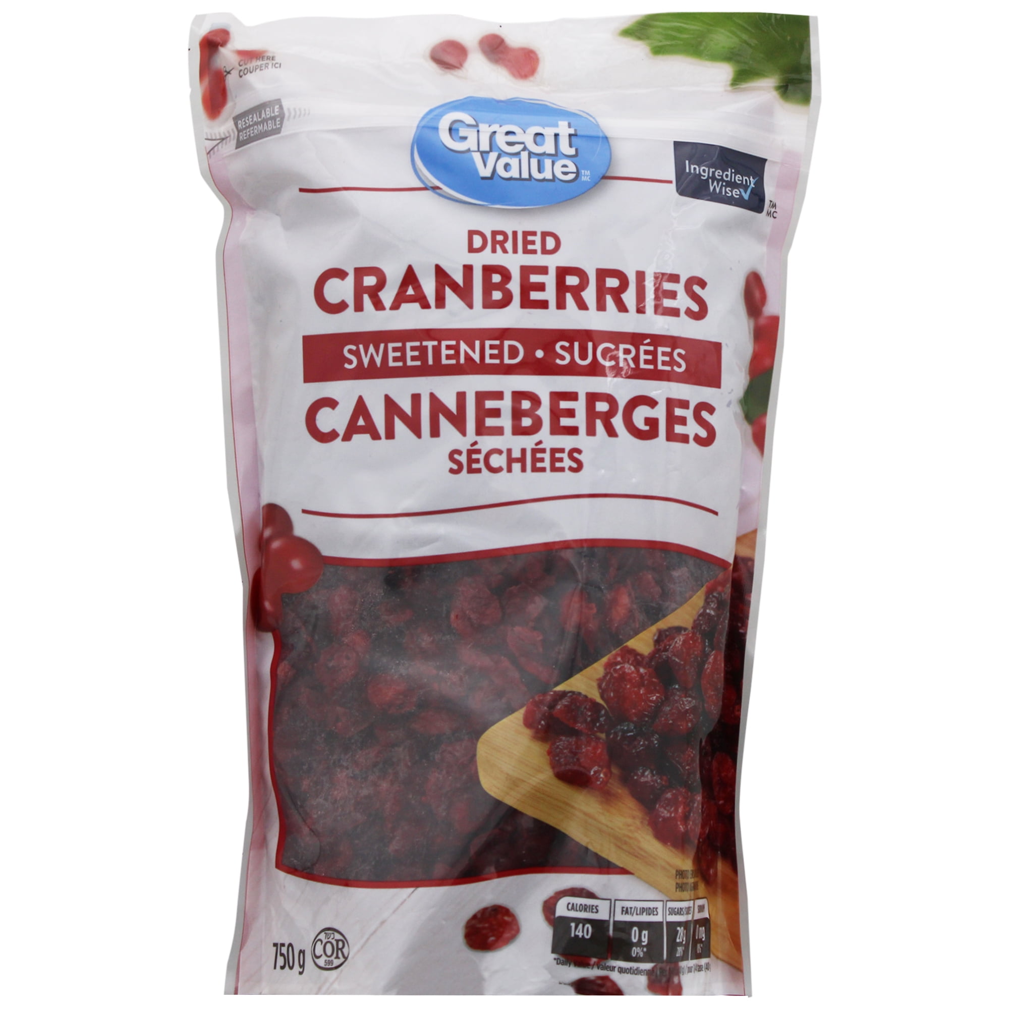 Click here for Great Value Sweetened Dried Cranberries 750 G prices
