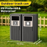 Outdoor Two Barrel Trash Can – Waterproof Resin Garbage Bin with ...