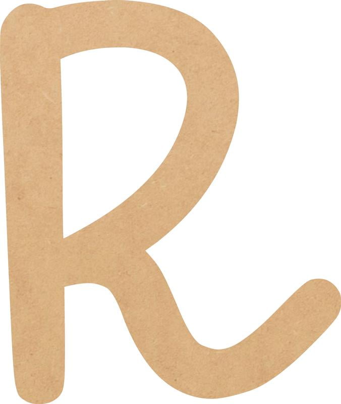 Wood MDF Letter (R) Blank Wood Craft, 5'' Tall Paintable DIY, Script ...