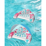 GVDV Pool Floats with Canopy, 47'' X 35'' Inflatable Tanning Pool Chair ...