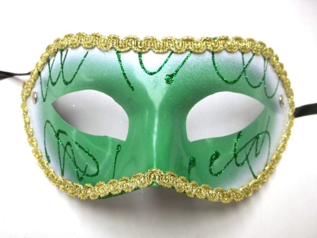 Wide Green White Gold Mardi Gras Masquerade Party Value Mask - Walmart.com