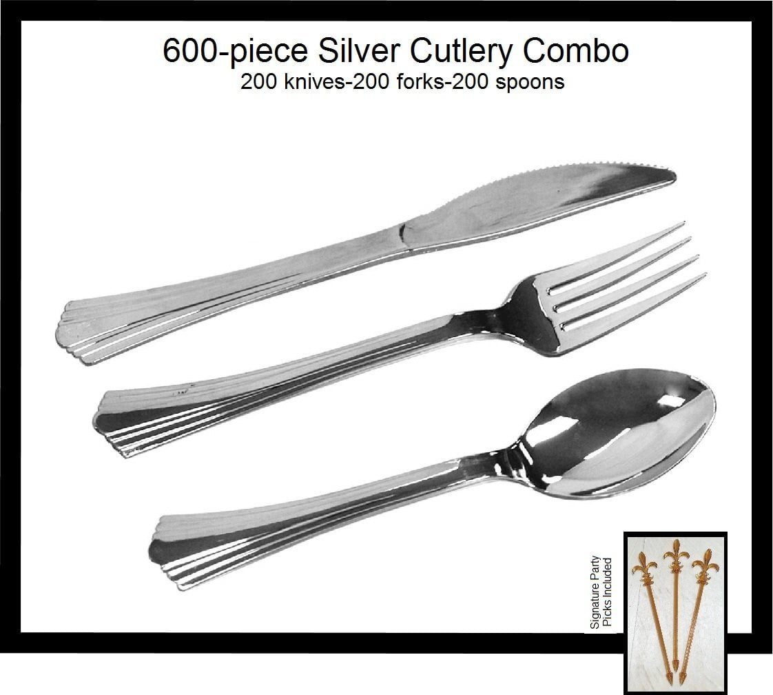 200 Sets Reflections Like Silver Plastic Silverware, Cutlery Combo of ...