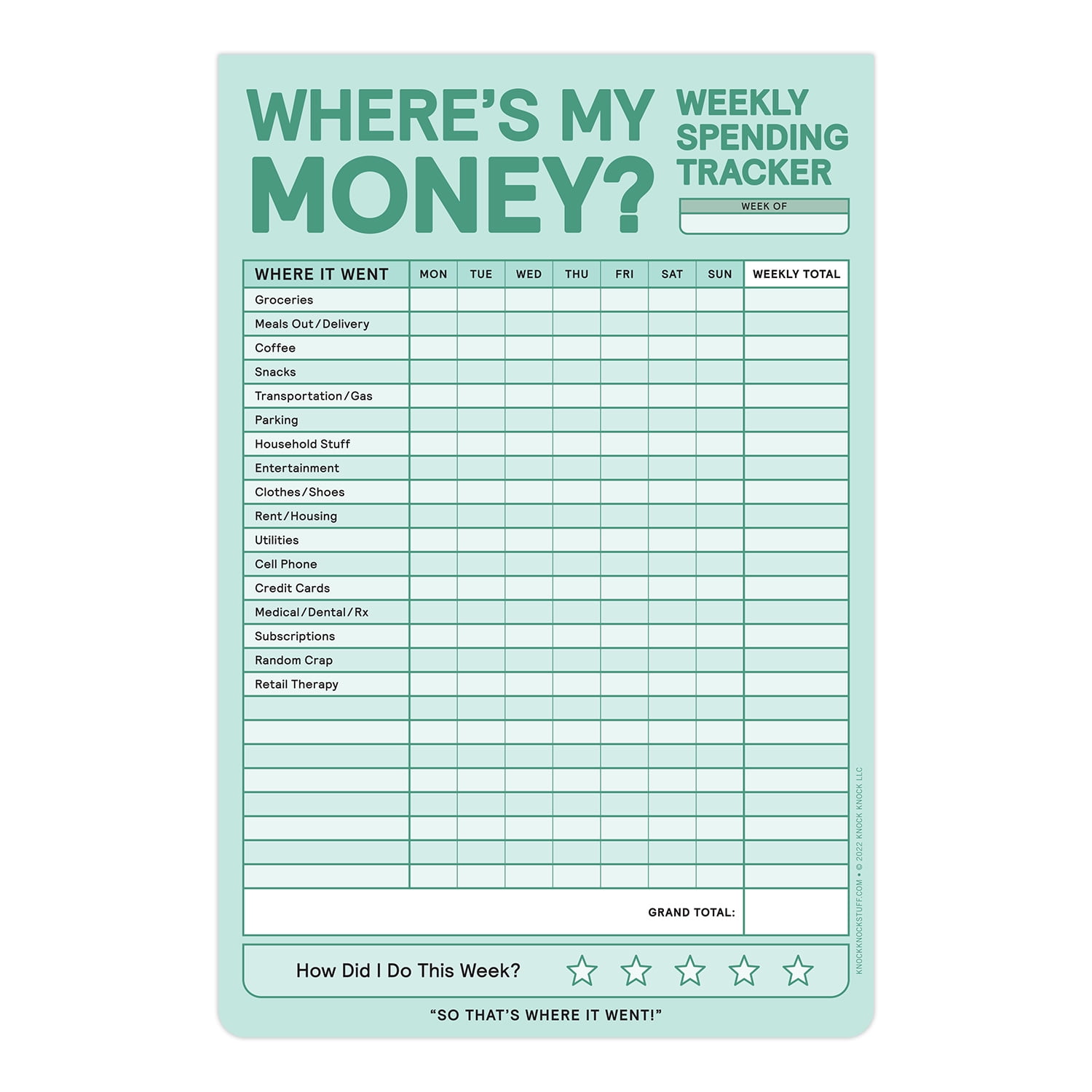 Where's My Money? Weekly Spending Tracker Budget Finance AF Planning ...