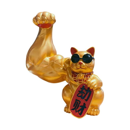 TiooDre Big Arm Lucky Cat Vigorously Muscle Arm Robber Cat Cat Figurine ...