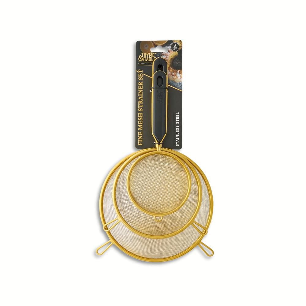 Thyme & Table 3-Piece Fine Mesh Gold Strainer Set, Strainer - Walmart.ca