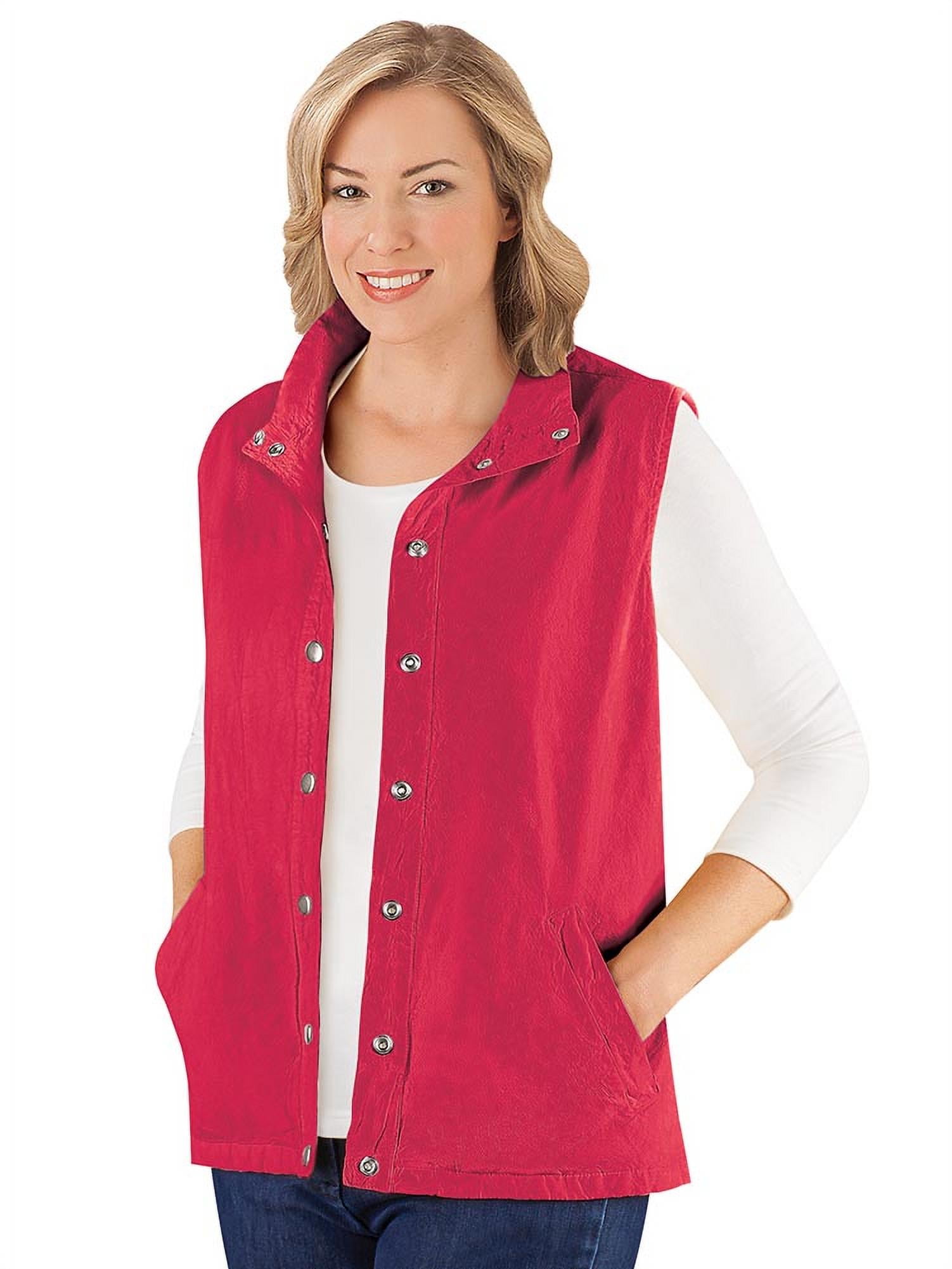 Collections Etc Women's Snap Front and Cinch Back Sleeveless Vest Red ...
