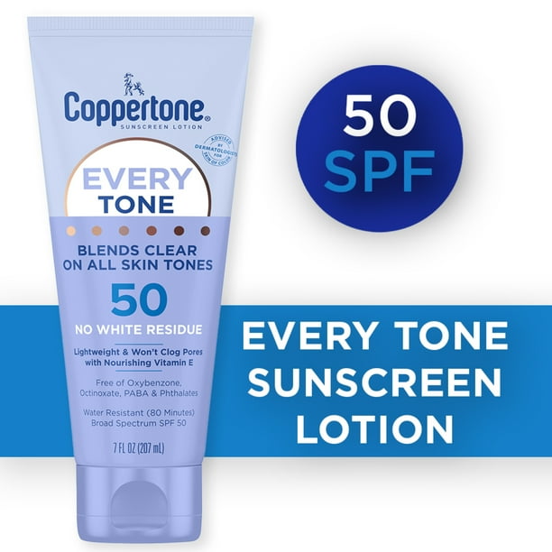 Coppertone Every Tone Sunscreen Lotion SPF 50, Rubs on Clear Sunscreen, 7 fl oz Tube - Walmart.com