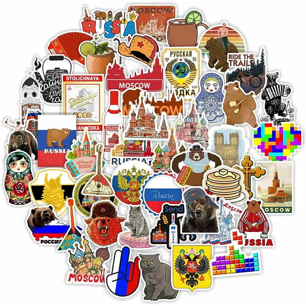 Russia Stickers (50 Pcs), Art Vinyl Decal, Waterproof Sticker Pack ...