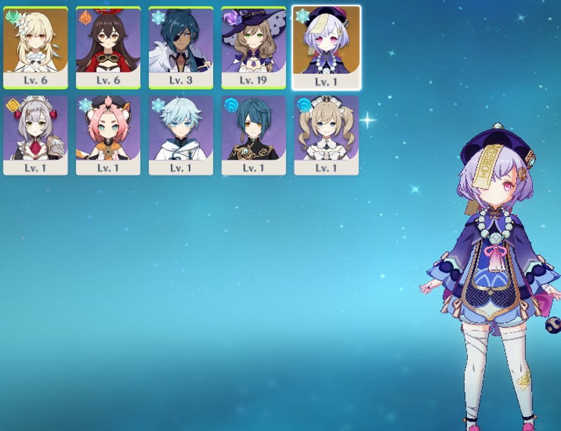 Qiqi Genshin Impact Starter pack with AR 5-15 (Adventure rank 5 - 15 ...