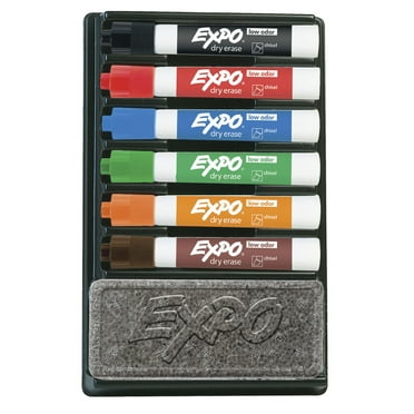 Expo Mountable Whiteboard Caddy with Set of 4 Chisel Markers/Eraser ...