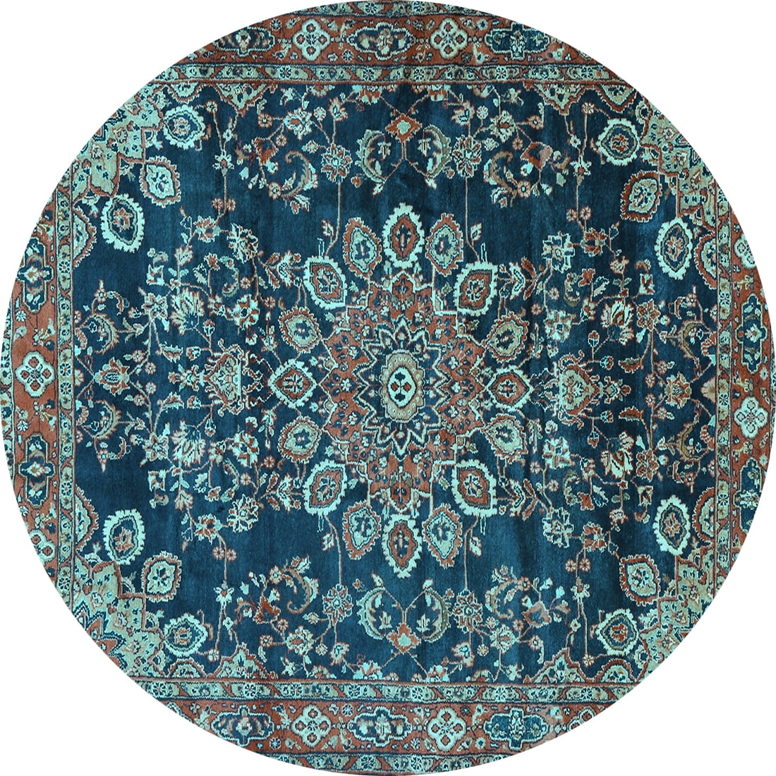 Ahgly Company Indoor Round Medallion Light Blue Traditional Area Rugs ...