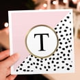 3drose, Diagonal Pink Letter T Monogram Elegant Black and White Polka ...