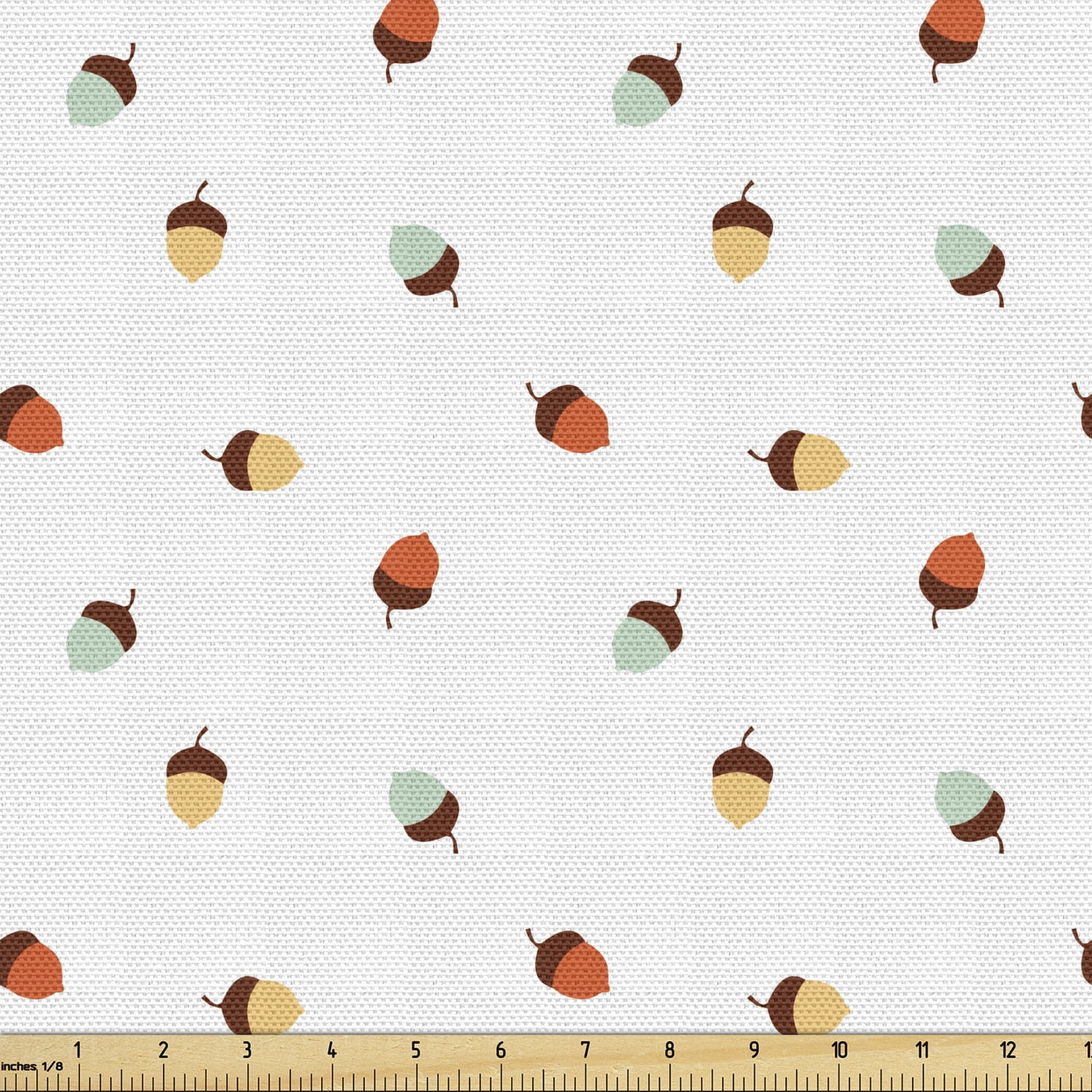 Acorn Fabric by the Yard Upholstery, Cartoon Acorn Pattern Colorful ...
