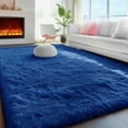 Blue Rug 4x6 Ft Fluffy Shag Rugs for Bedroom Soft Fuzzy Shaggy Blue ...