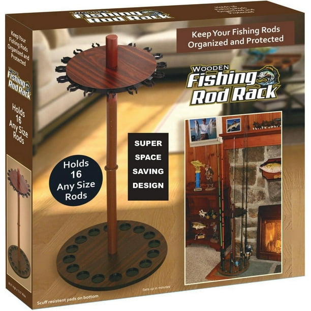 Wooden Fishing Rod Storage Floor Stand Rack Pole Holder Organizer Round ...