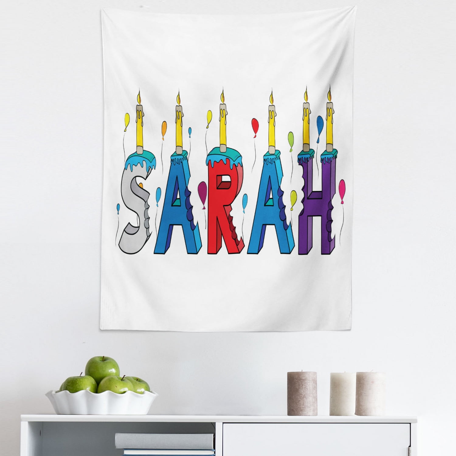 Sarah Tapestry, Celebratory Birthday Girl Name Lettering with Colorful ...