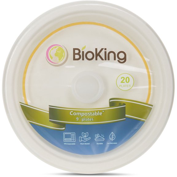 BioKing 9inch Round Plate Compostable Plant-Based - Walmart.com