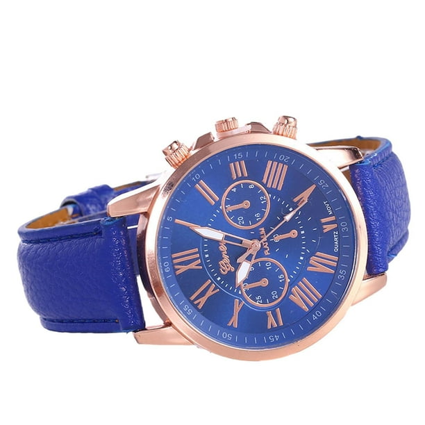 jovati Fashion Womens Leather Strap Stainless Steel Quartz Watch ...