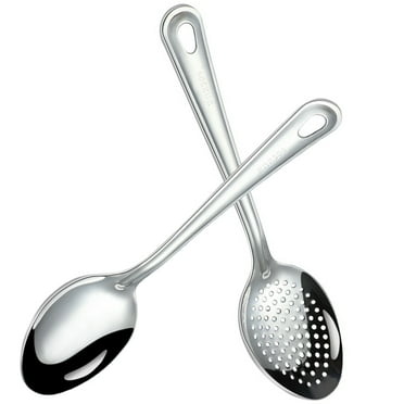 Mainstays Stainless Steel Slotted Serving Spoon, Silver, 1-Piece ...
