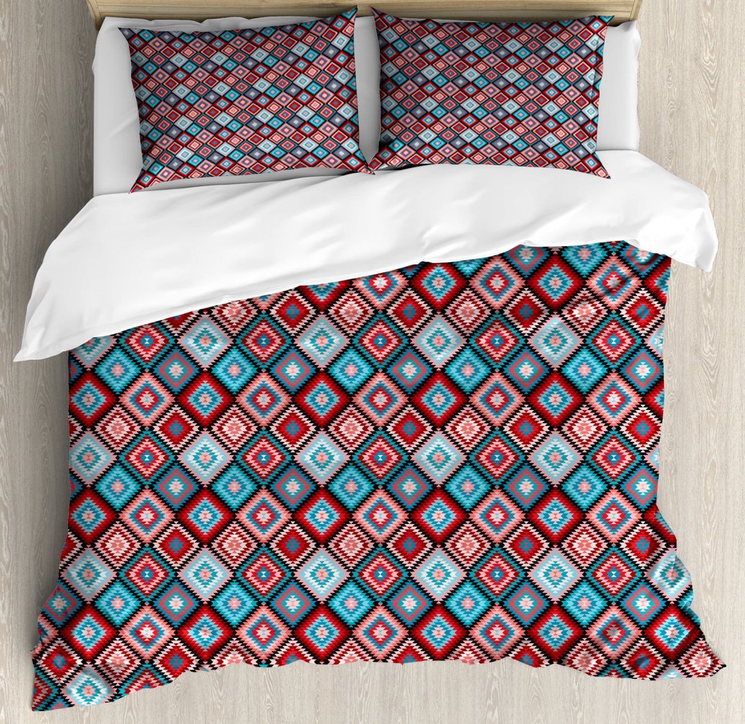 Aztec King Size Duvet Cover Set, Ethnic Rhombus Vintage Mexican Pattern ...
