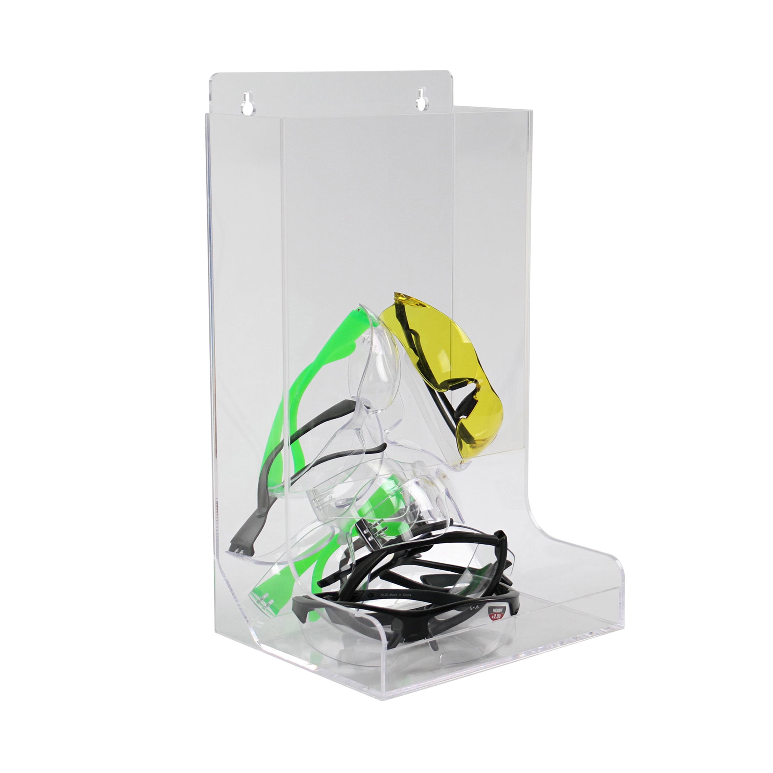 BISupply Clear Safety Glasses Organizer 14.8in Acrylic Wall Dispenser ...