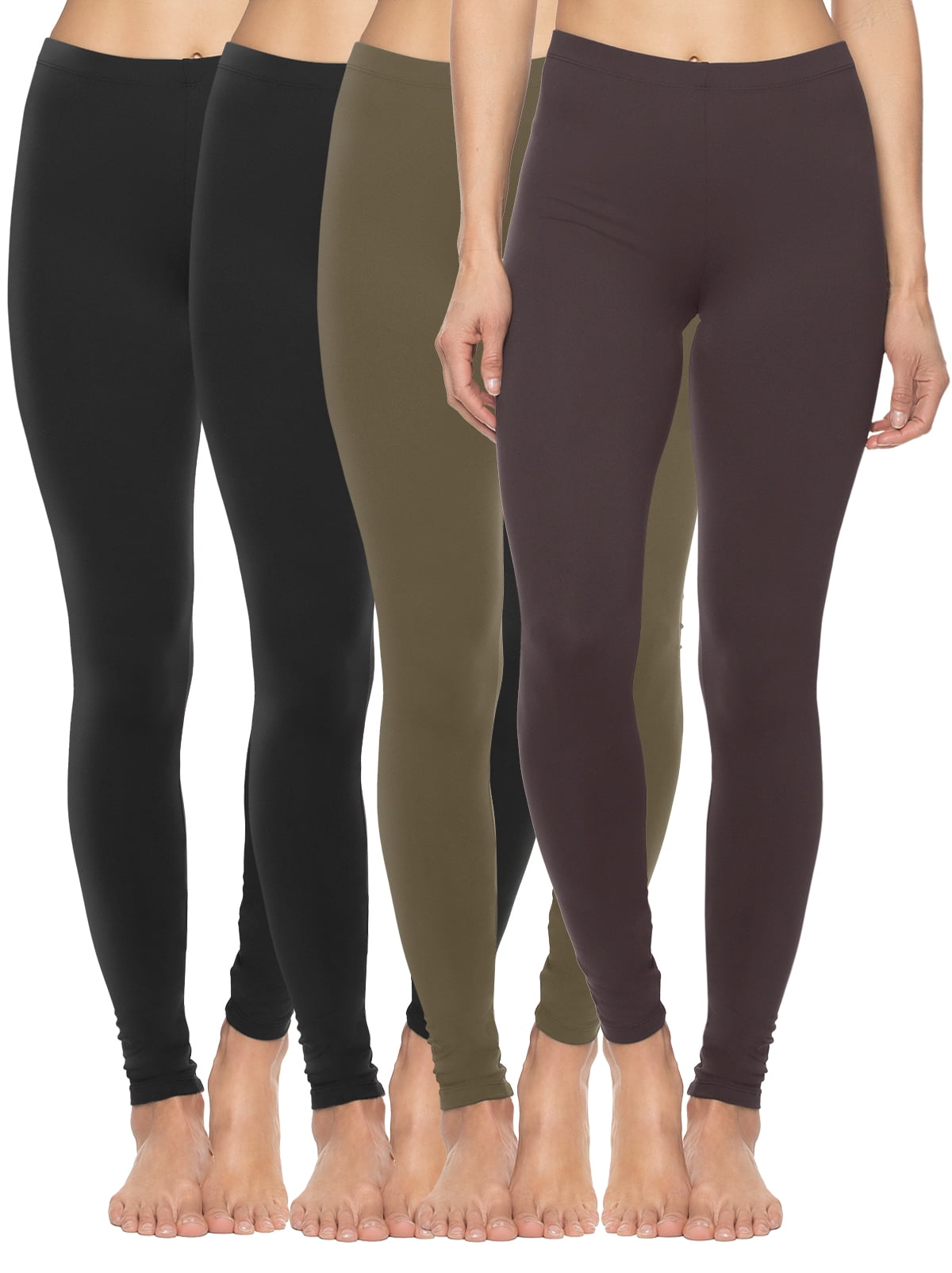 Felina Velvety Soft Lightweight Leggings 4 Pack Coffee Vibes