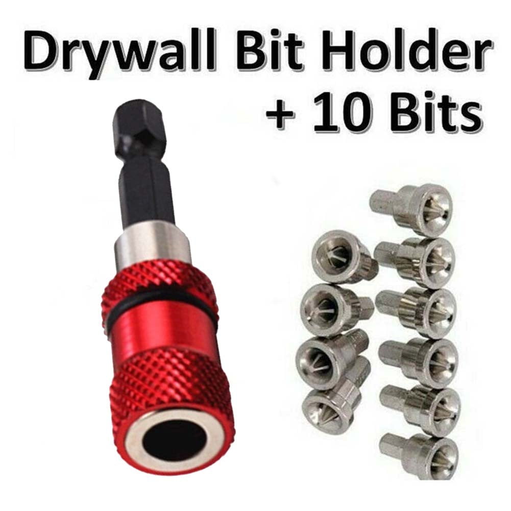 Drywall Bit Holder With 10 Bits Plasterboard Cordless Screwdriver 1/4 ...