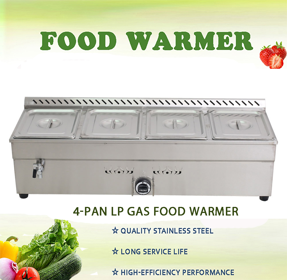 INTBUYING 4-Pan Food Warmer LP Gas Buffet Food Warmer with Pressure ...