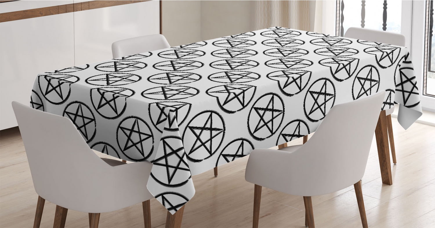Pentacle Tablecloth, Continuous Pattern of Hand Drawn Pentagram Star in ...