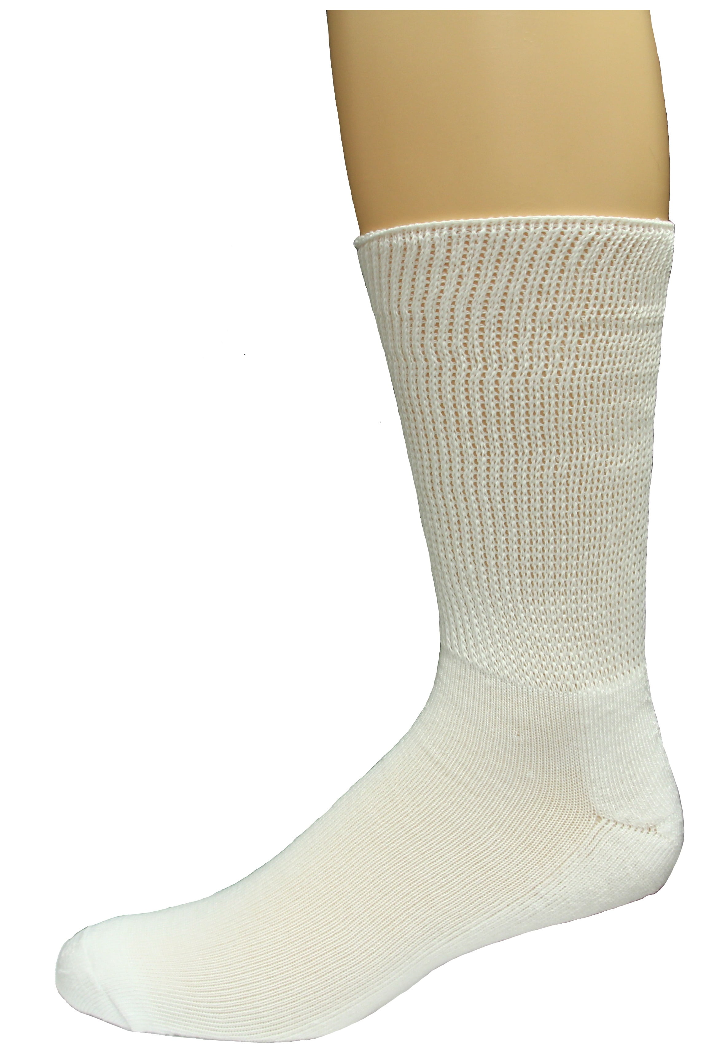 Fresh Feet Semi Medical Mens Crew Socks, 3 Pair, White, Men's 6-12 Shoe ...