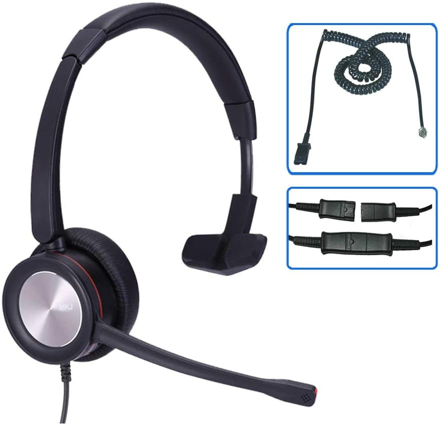Telephone Headset with Noise Cancelling Mic for Desk Phones Conference ...