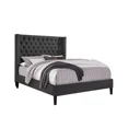 Modern California King Size Platform Bed with Tall Wing Back Headboard ...