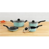 Mainstays 7 Piece Non-Stick Cookware Set Aluminum Mint, Dishwasher Safe ...