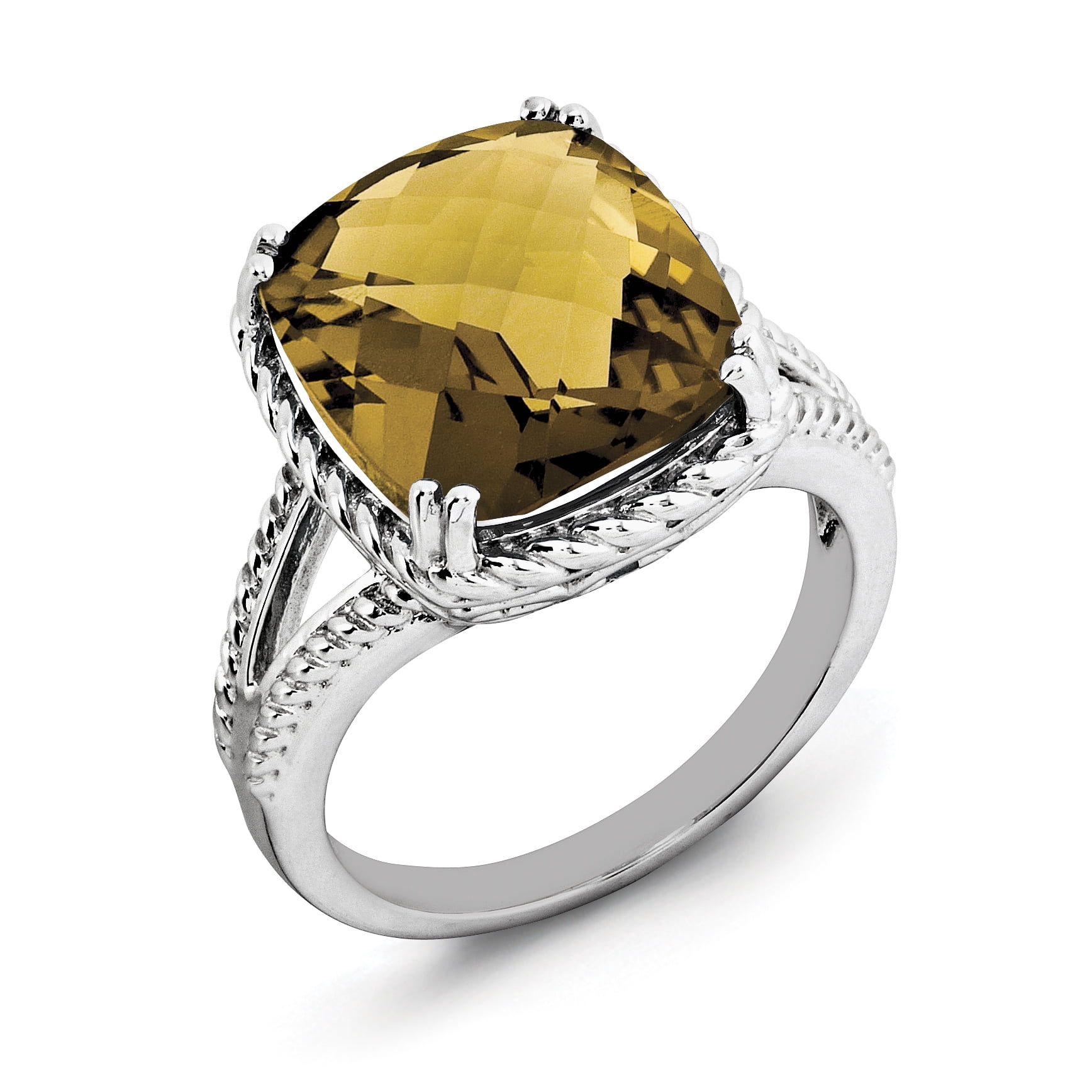 Sterling Silver Whiskey Quartz Ring. Gem Wt- 7ct - Walmart.com