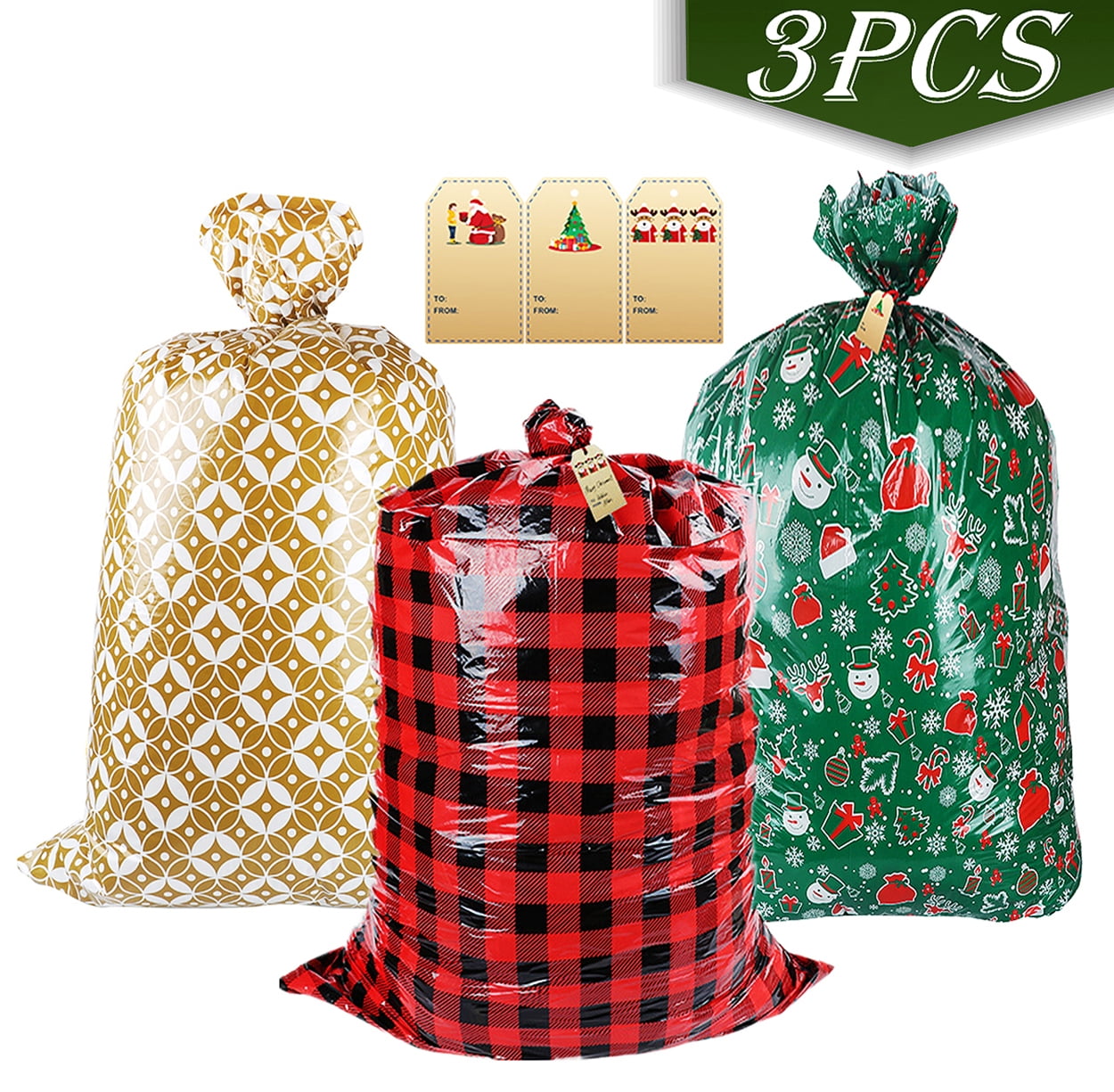 Christmas Large Plastic Bag Jumbo Gift Bag Santa Claus Gift Bag with ...