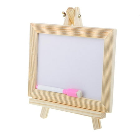 Mini Whiteboard Sign with Easel Stand, Wood Rectangle Small White Chalk ...