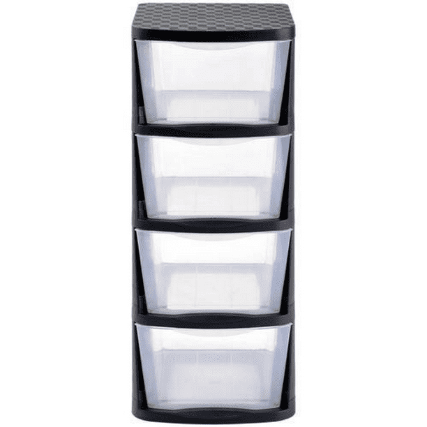 Juggernaut Storage Plastic Storage Tower with 4 Cubby Shelves, Black ...