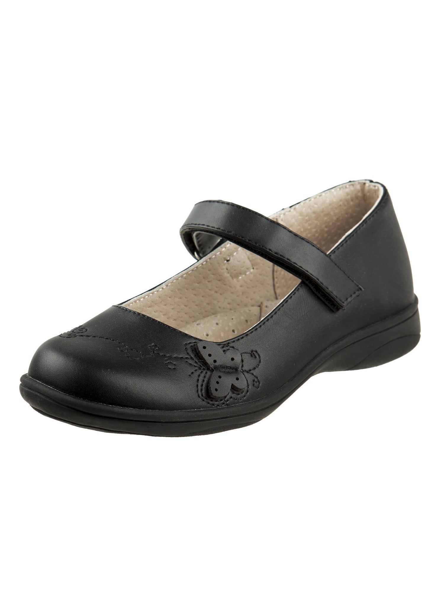Laura Ashley Girls Black Butterfly Applique Hook-And-Loop Shoes 11 Kids ...