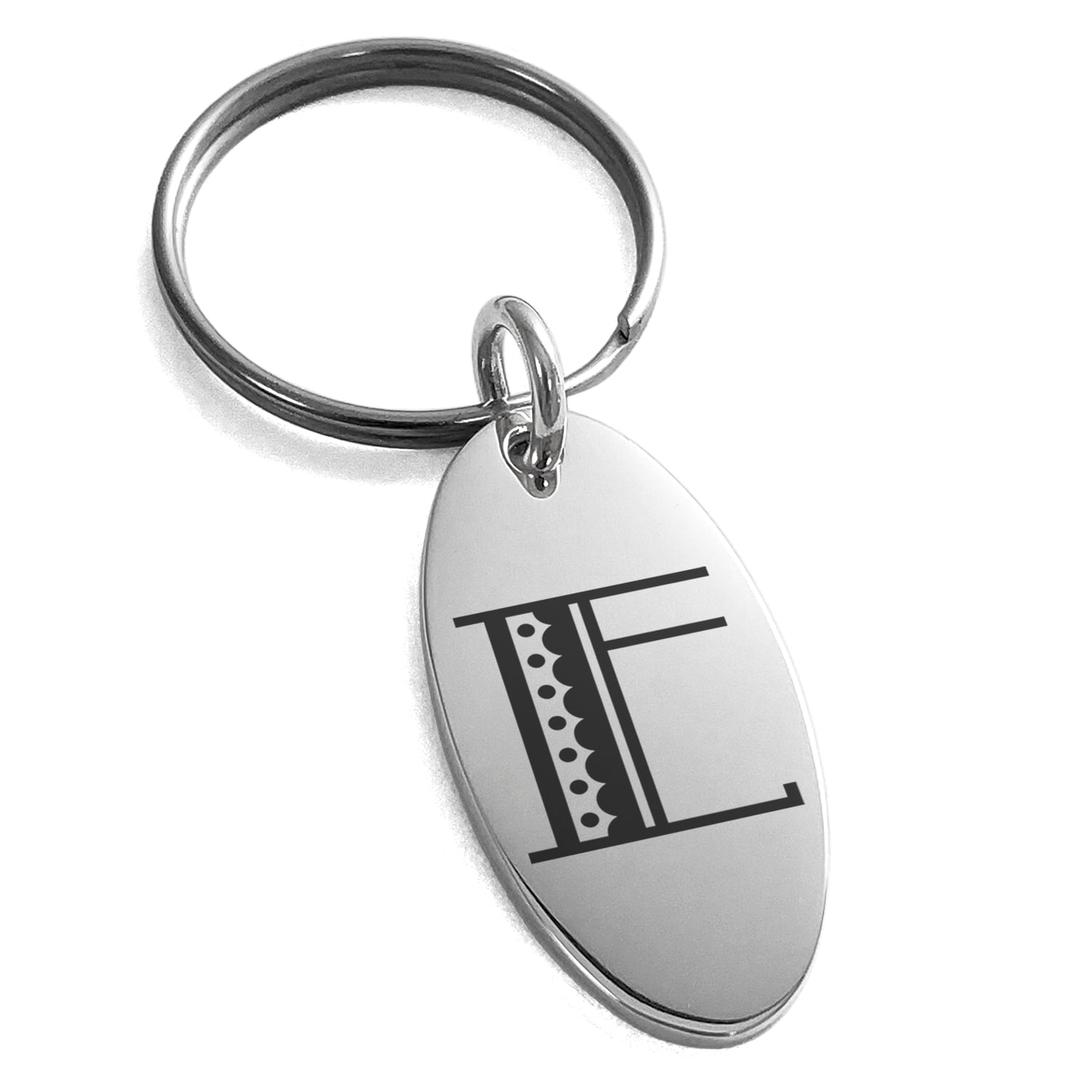 Stainless Steel Letter E Initial Metro Retro Monogram Engraved Small ...