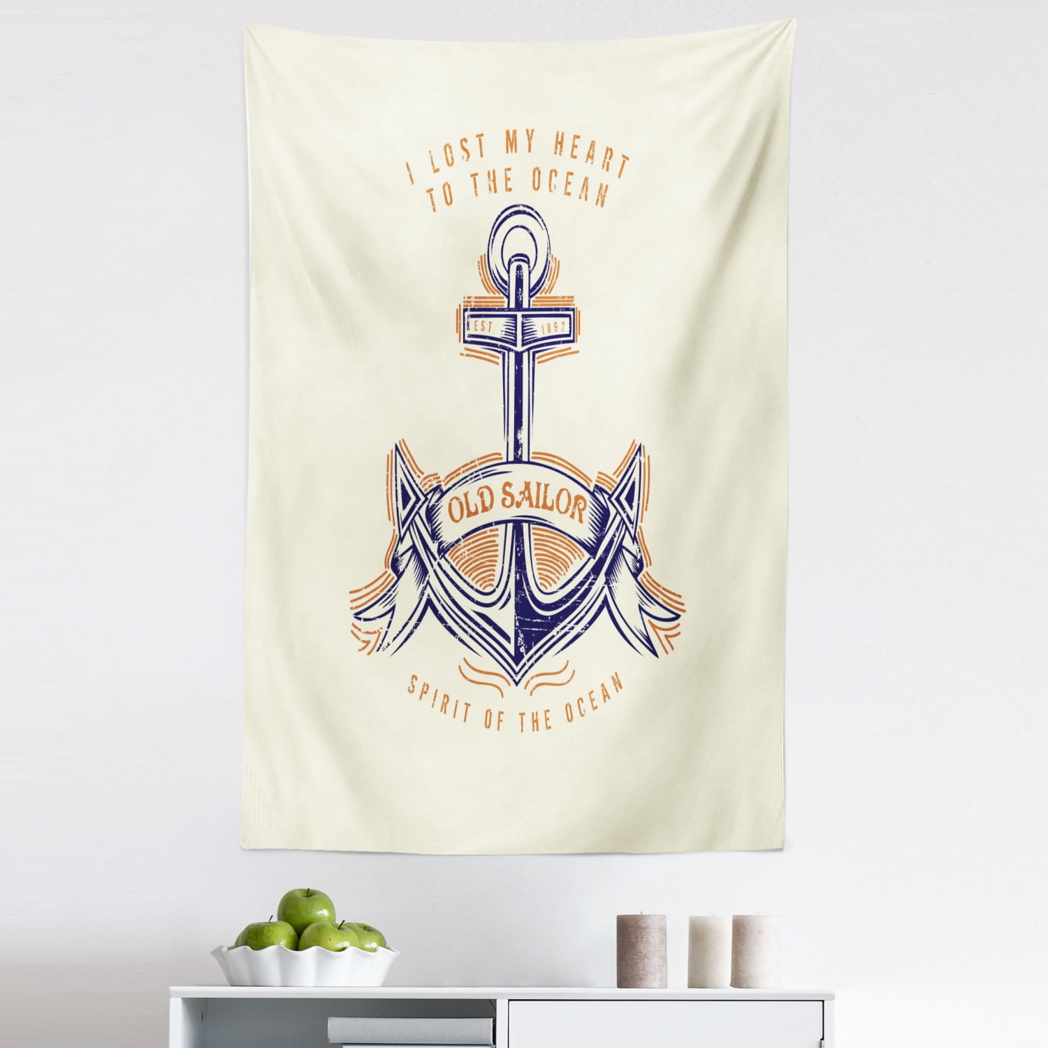 Ocean Tapestry, Old Sailor Sign Firmly Anchored to the Ocean Image in ...