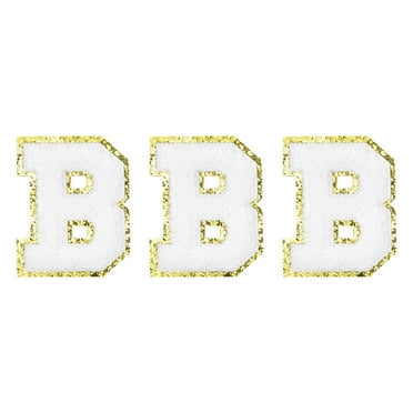 3 Pack Chenille Iron On Glitter Varsity Letter "L" Patches - White ...