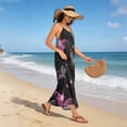 All-Over Print Backless Cross Strap Slip Dress, Loose A-Line Slim Fit ...