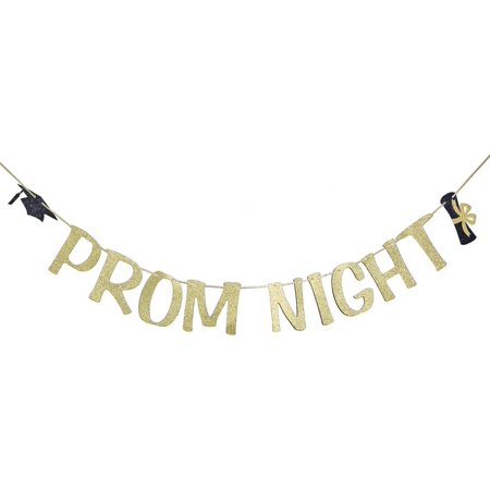 Prom Night Gold Glitter Banner, Prom Party Paper Decors Backdrops ...